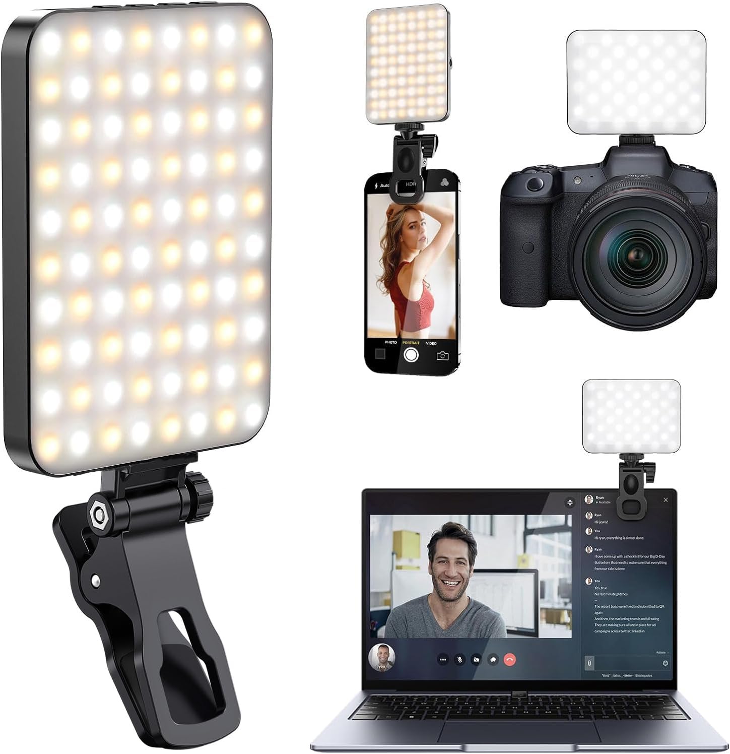 TONEOF Selfie Luz para Celular, 60 luz Led Recargable con 3 Modos de ...