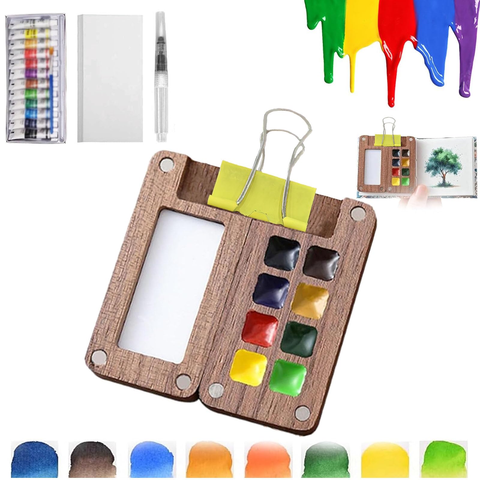 Amazon.com: HOVGN Travel Paint Palette, Mini Watercolor Paint Set ...