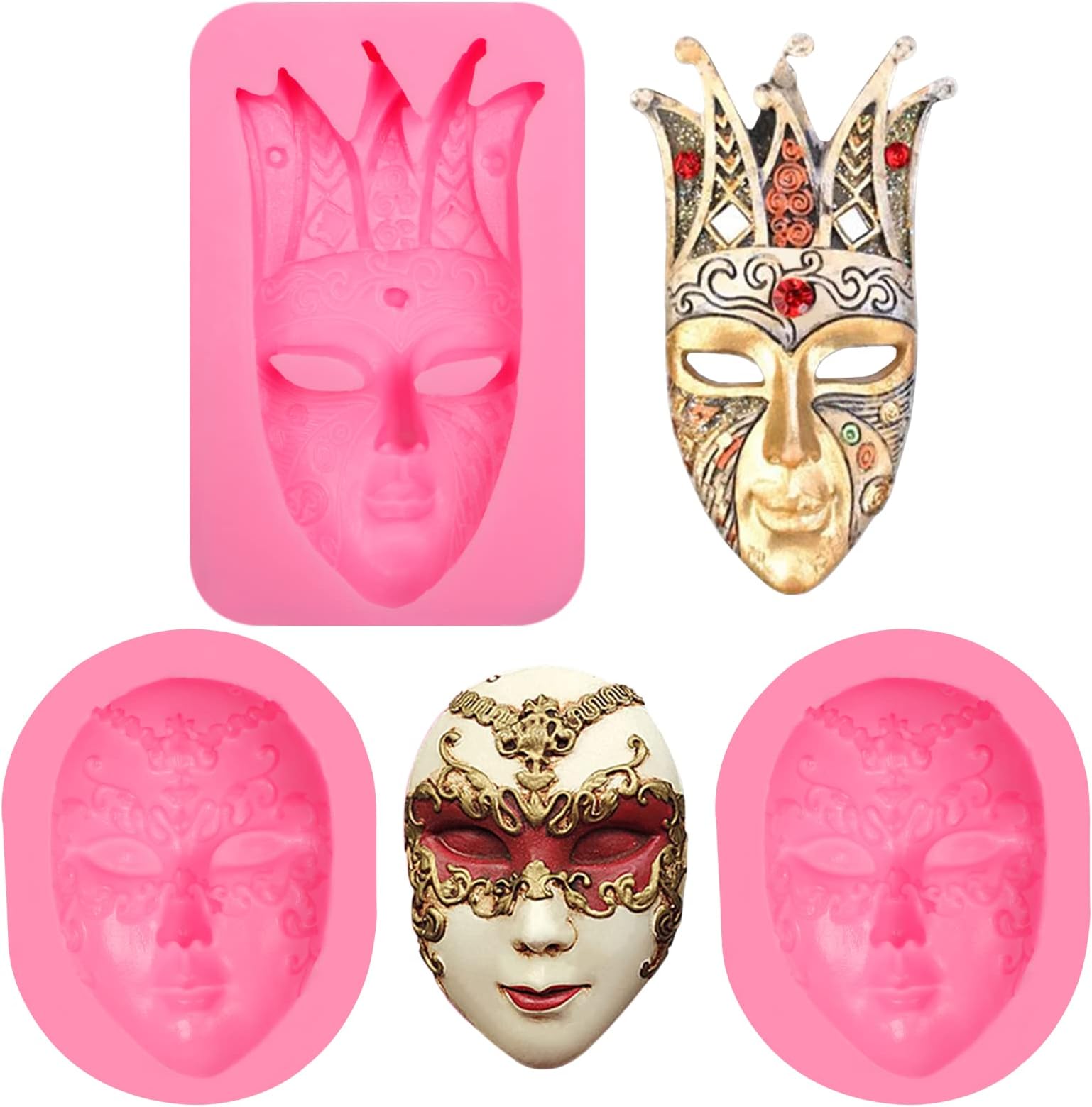 Amazon.com: Mask Silicone Molds 4 Pcs, Masquerade Mask Chocolate ...