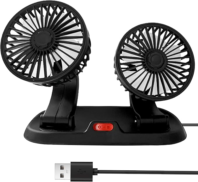 Amazon.com: kkooplay Car Fan for Car, Dual Head USB Fan for Car, 2 ...