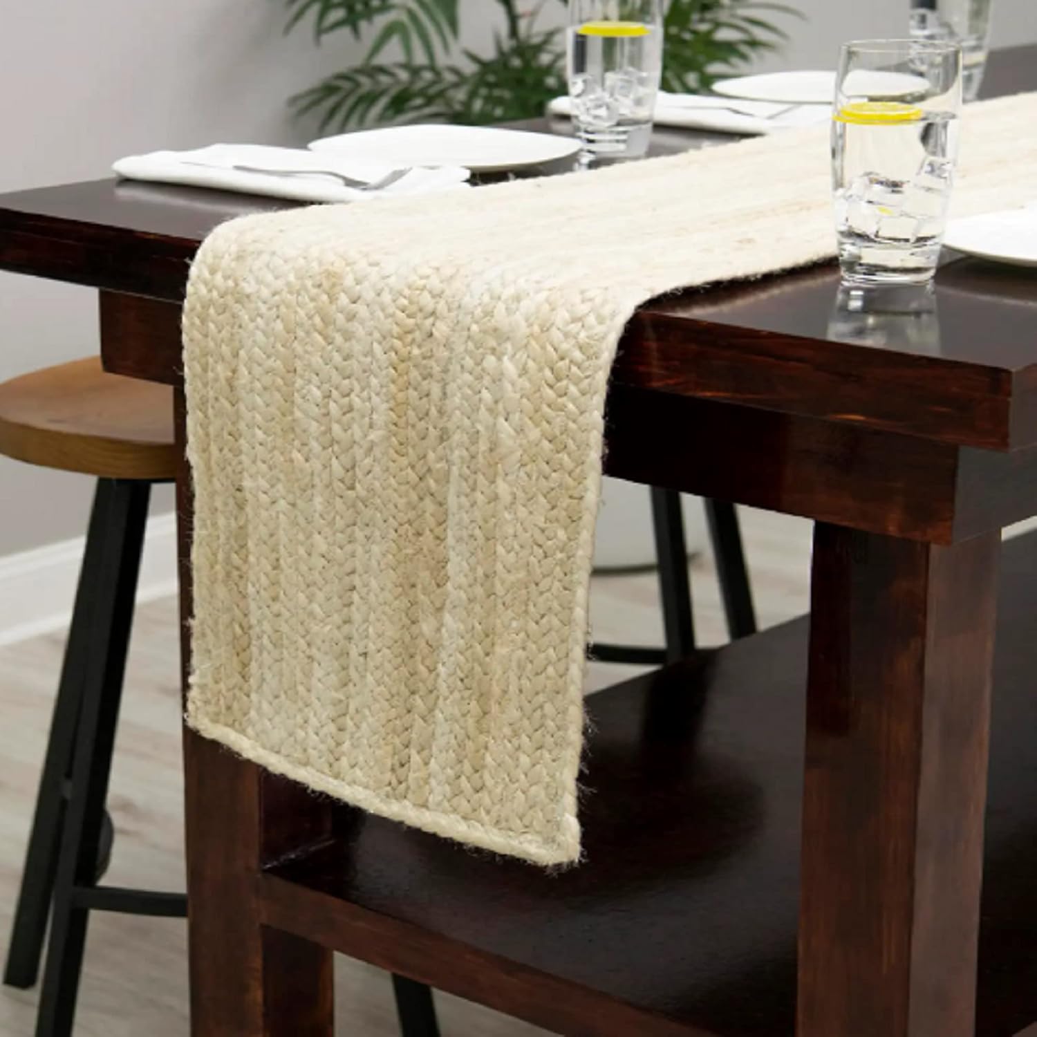 Amazon.com: Reversible Jute Braided Table Runner, Farmhouse Jute Burlap ...