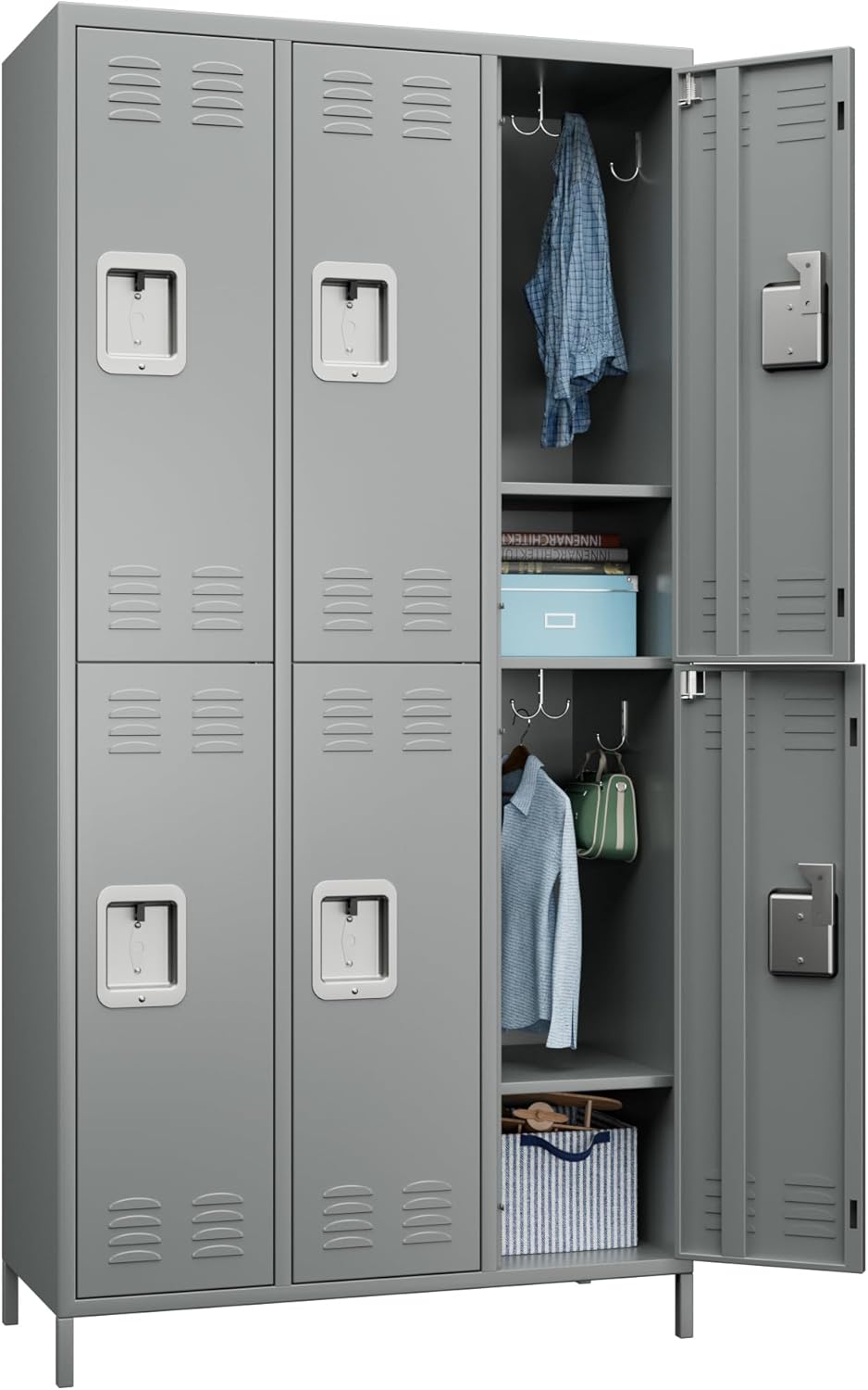 Amazon.com: SUXXAN 6 Doors Metal Lockers for Employees with 18 Hooks ...