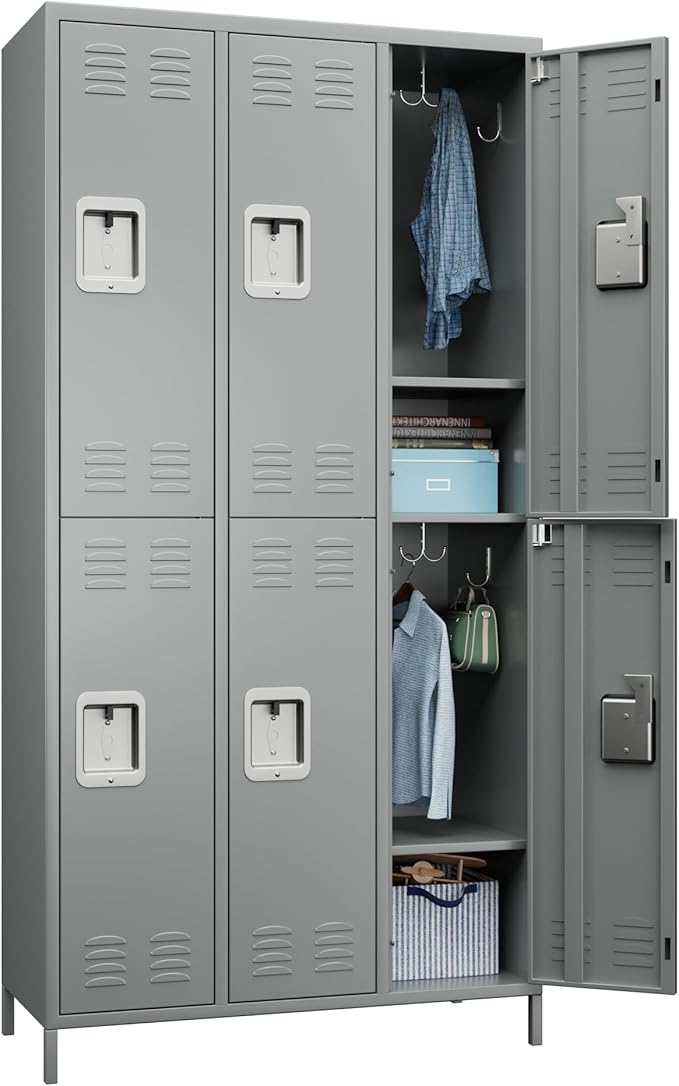 Amazon.com: SUXXAN 6 Doors Metal Lockers for Employees with 18 Hooks ...