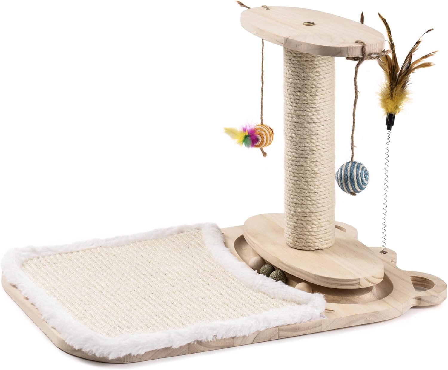 Amazon.com : TECNR Cat Toy 1-Layer Turntable Cat Ball Toy with Feather ...