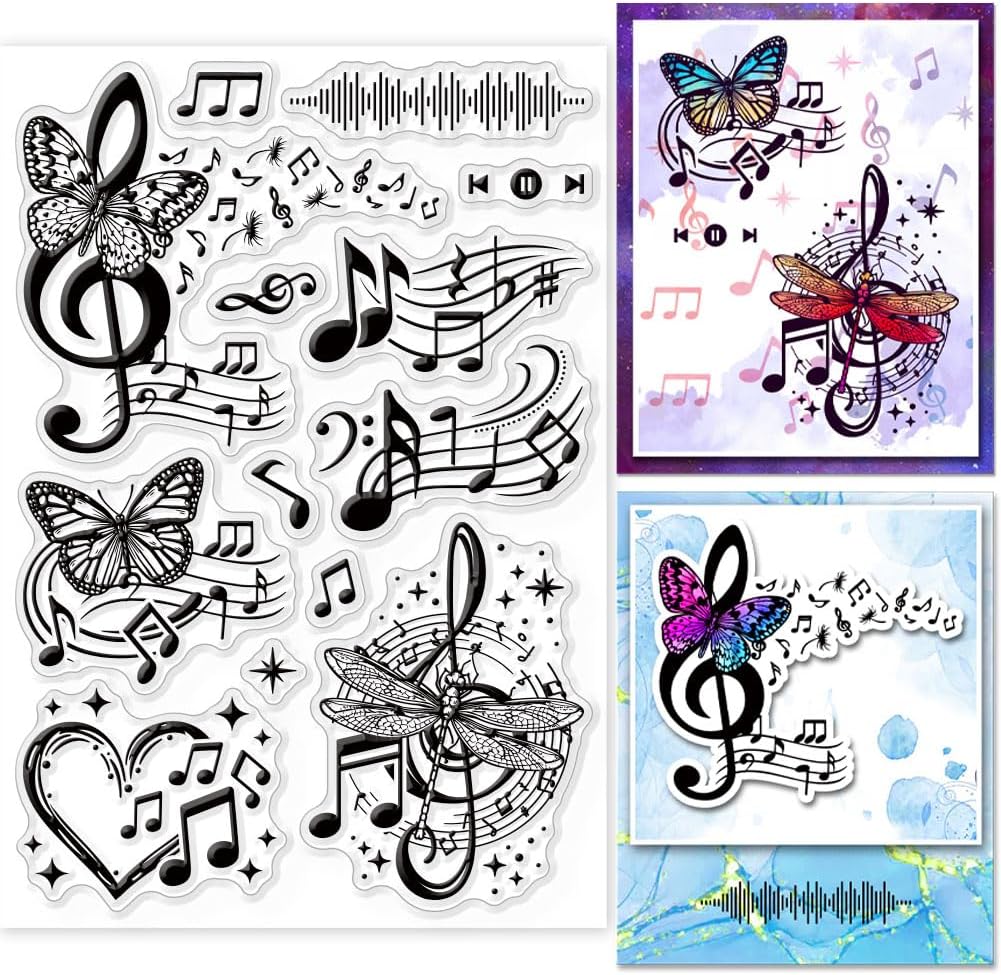 Amazon.com: GLOBLELAND Music Notes Clear Stamps for DIY Scrapbooking ...