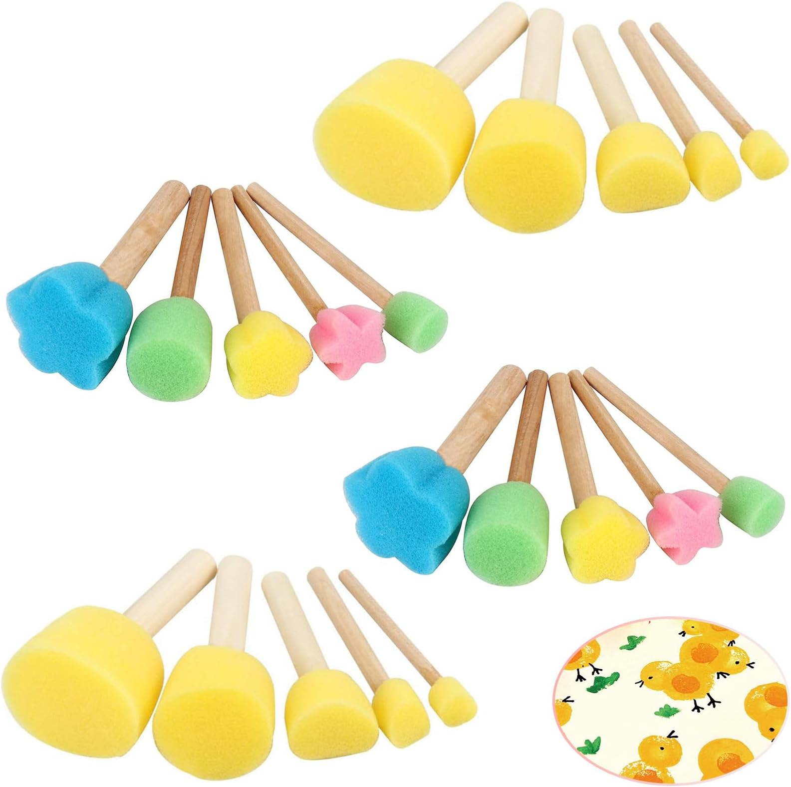 Sponge Brush, 18 Pieces Child Painting Sponge Brush Set Made of Foam ...