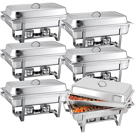 Amazon.com: 6 Pack Chafing Dish Buffet Set 8 Qt Stainless Steel ...