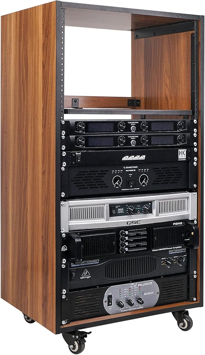 Amazon.com: Sound Town DIY 20U Studio Rack with Furniture Grade Walnut ...