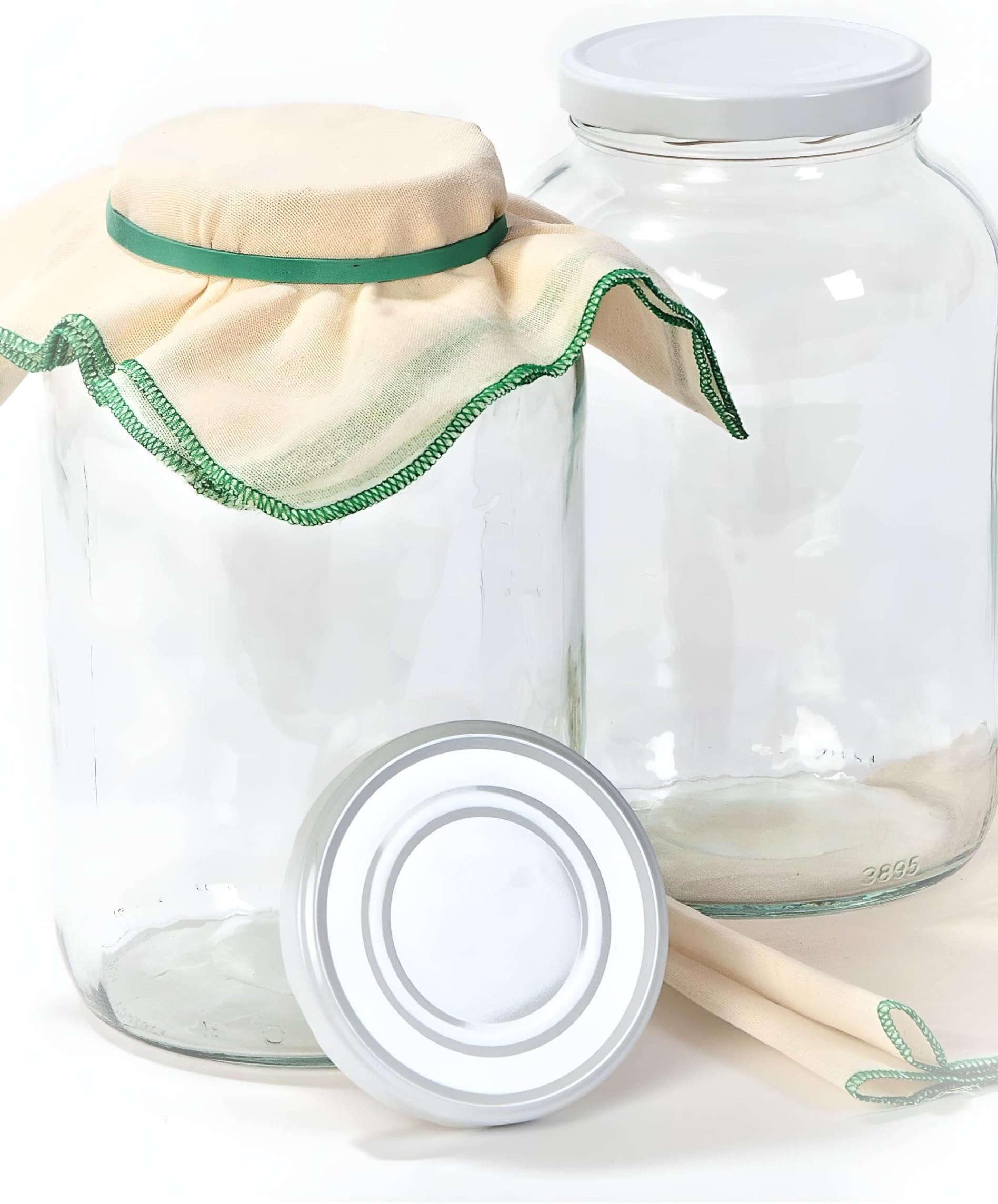 myFERMENTS Large Glass Jars with Lids 4,25 l – Easy Clean Airtight Wide ...