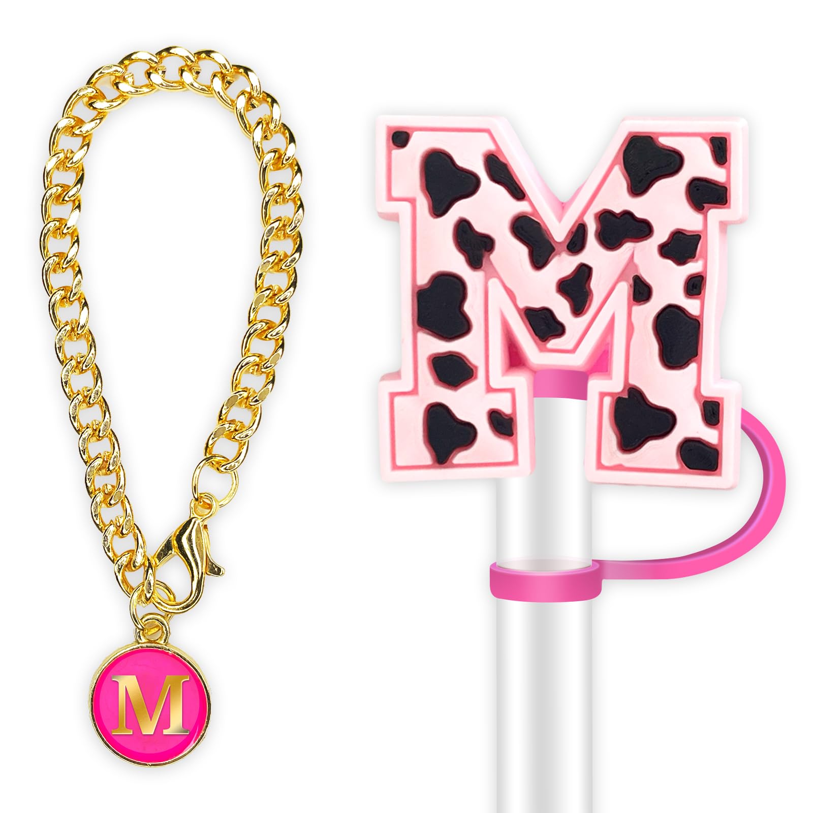 Amazon.com | Pink Letter Straw Toppers for Tumbles, 10mm Alphabet Straw ...