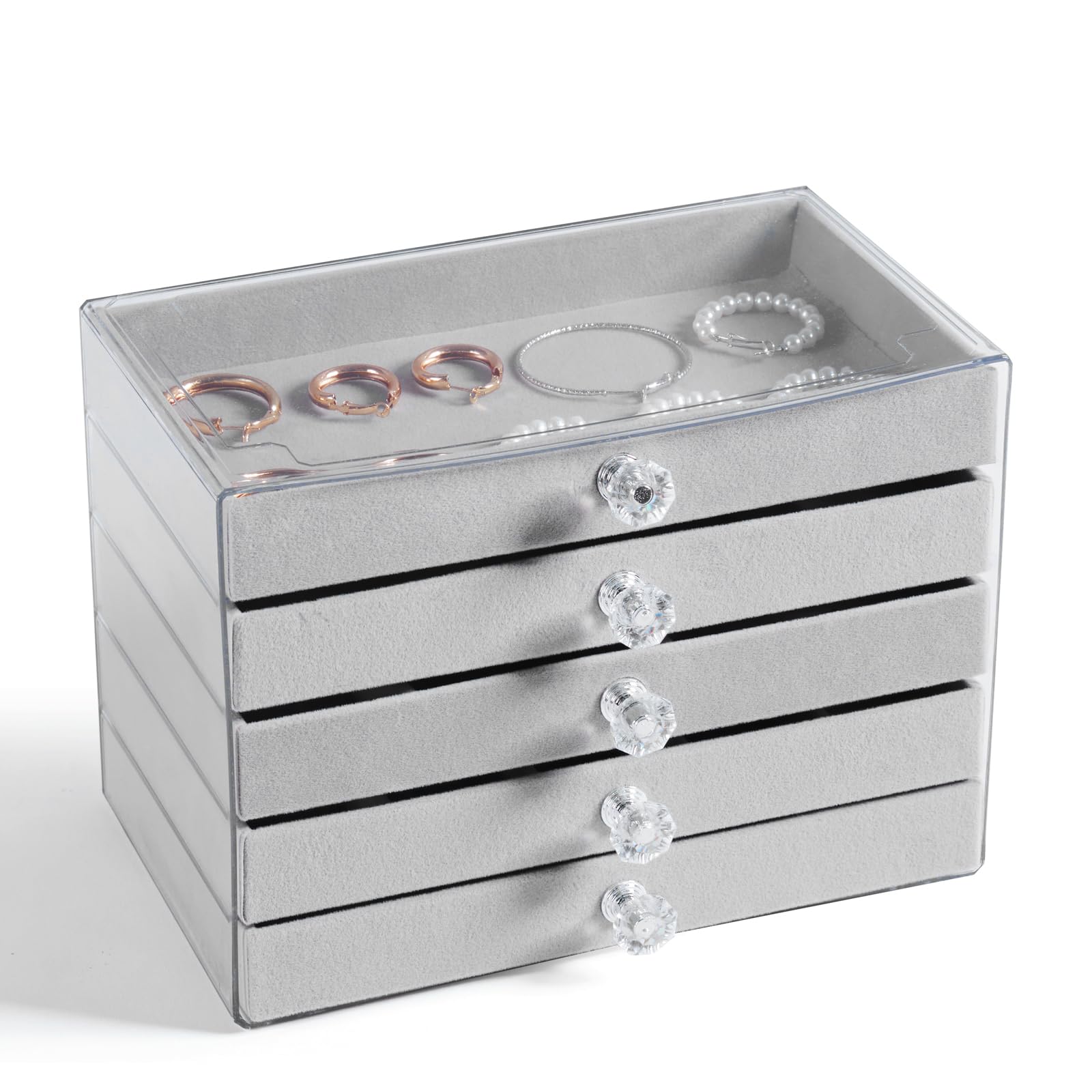 Amazon.com: Lestmarsp Jewelry Box With 5 Drawers, Jewelry Organizer for ...