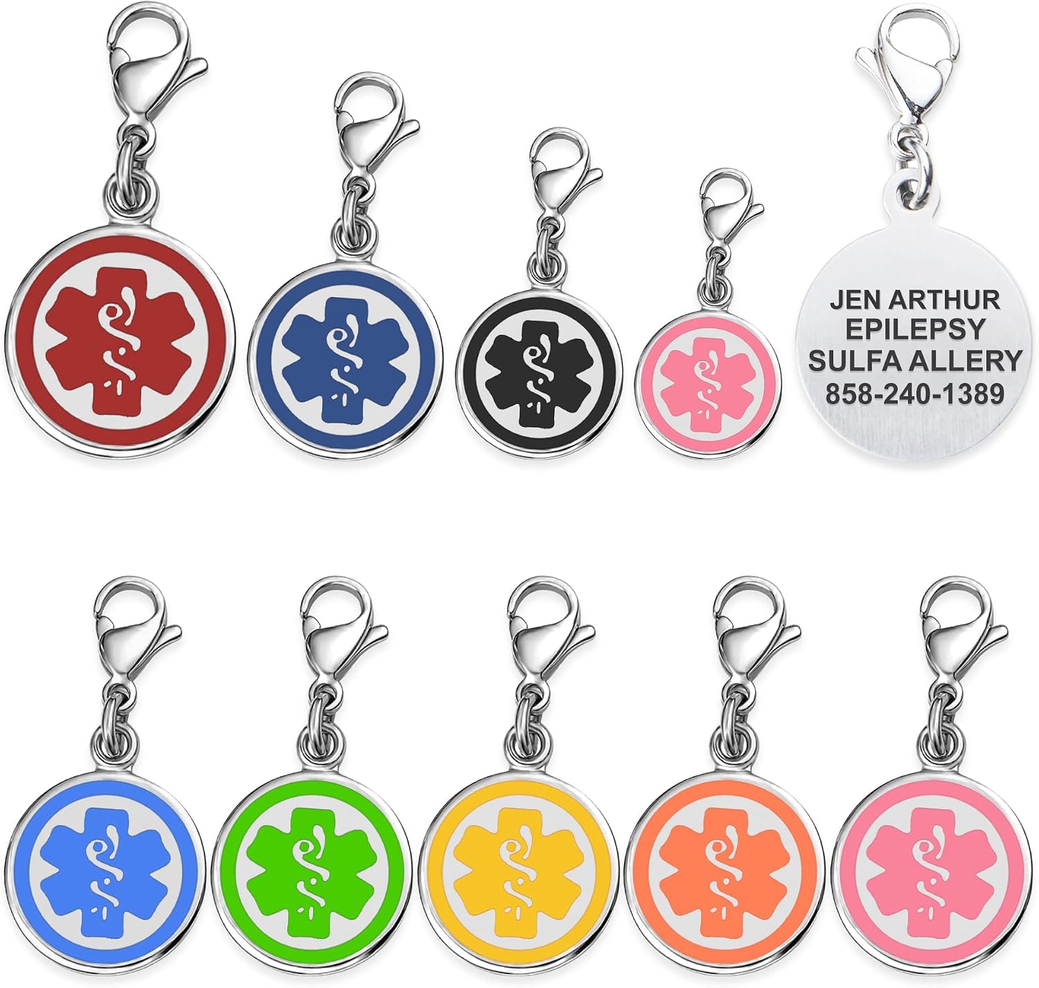 Amazon.com: Divoti Mix N Match Medical Alert ID Charms with Backside ...