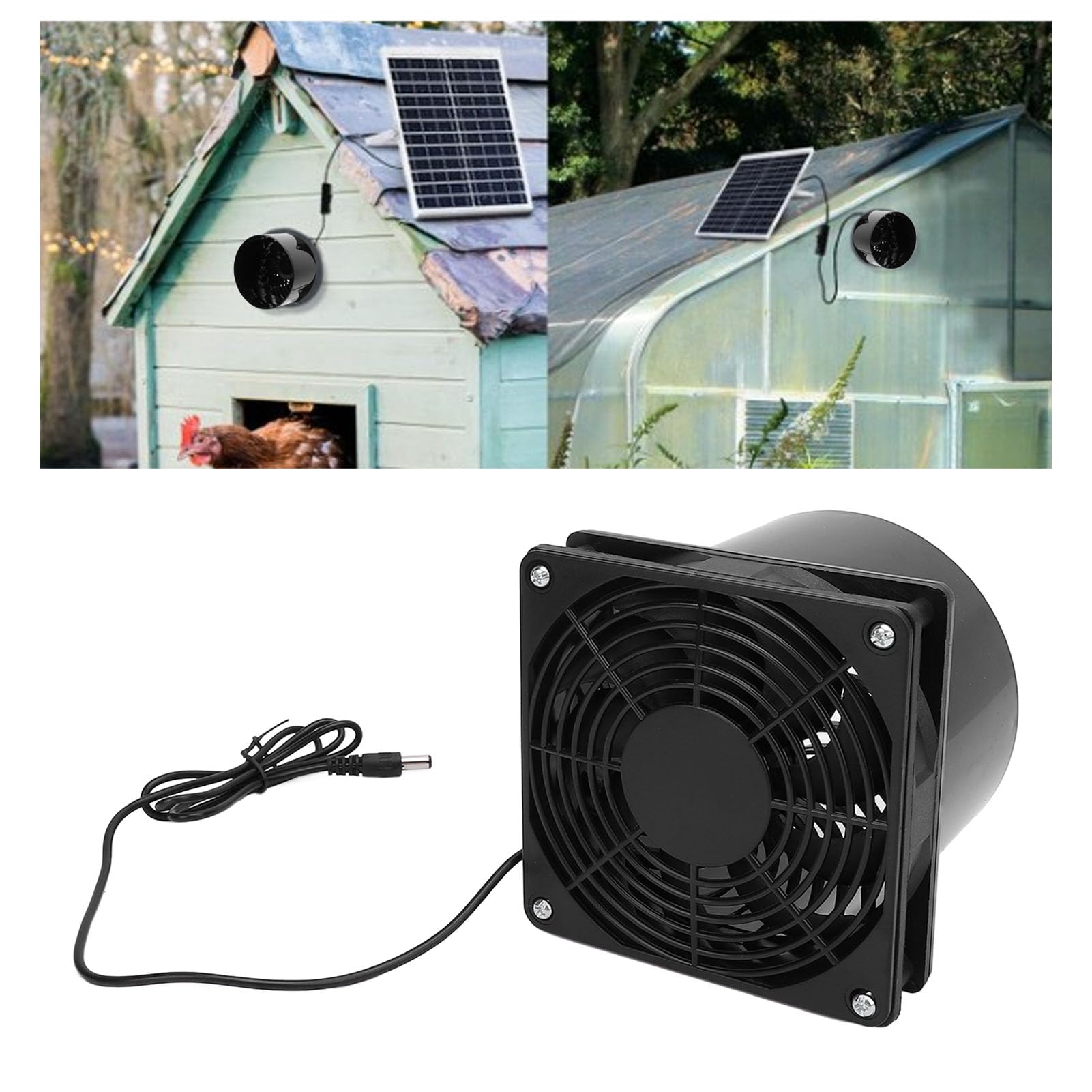 Greenhouse Cooling Fan 5W Solar Powered Exhaust Fan - IP65 Waterproof ...