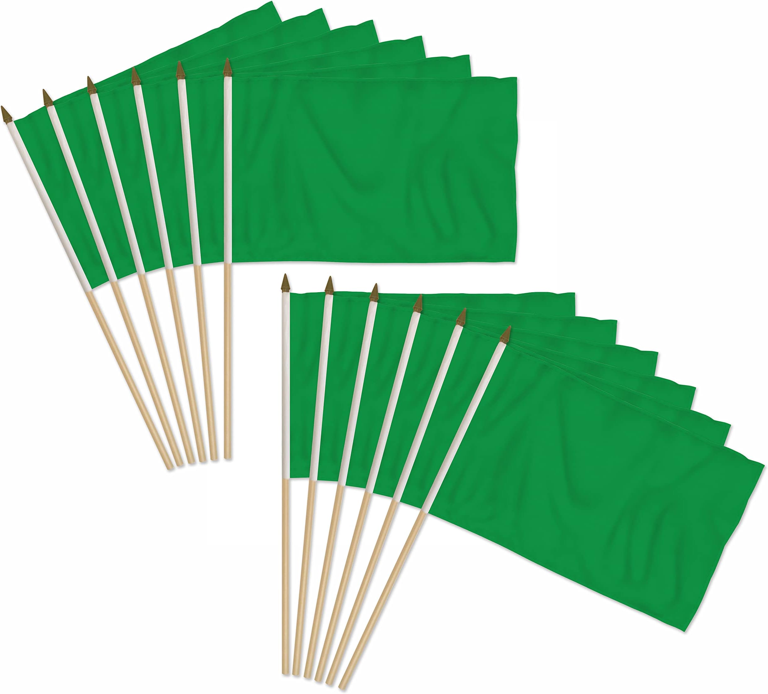 Amazon.com: Green Solid Color 12x18in Stick Flag - 1 dozen pack ...