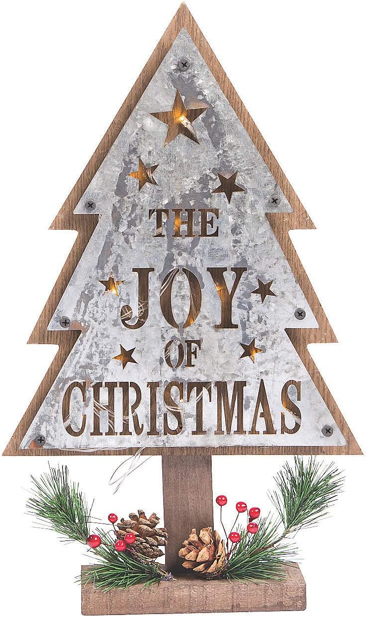 Amazon.com : Fun Express - Christmas Tree Light Up Wood Sign for ...