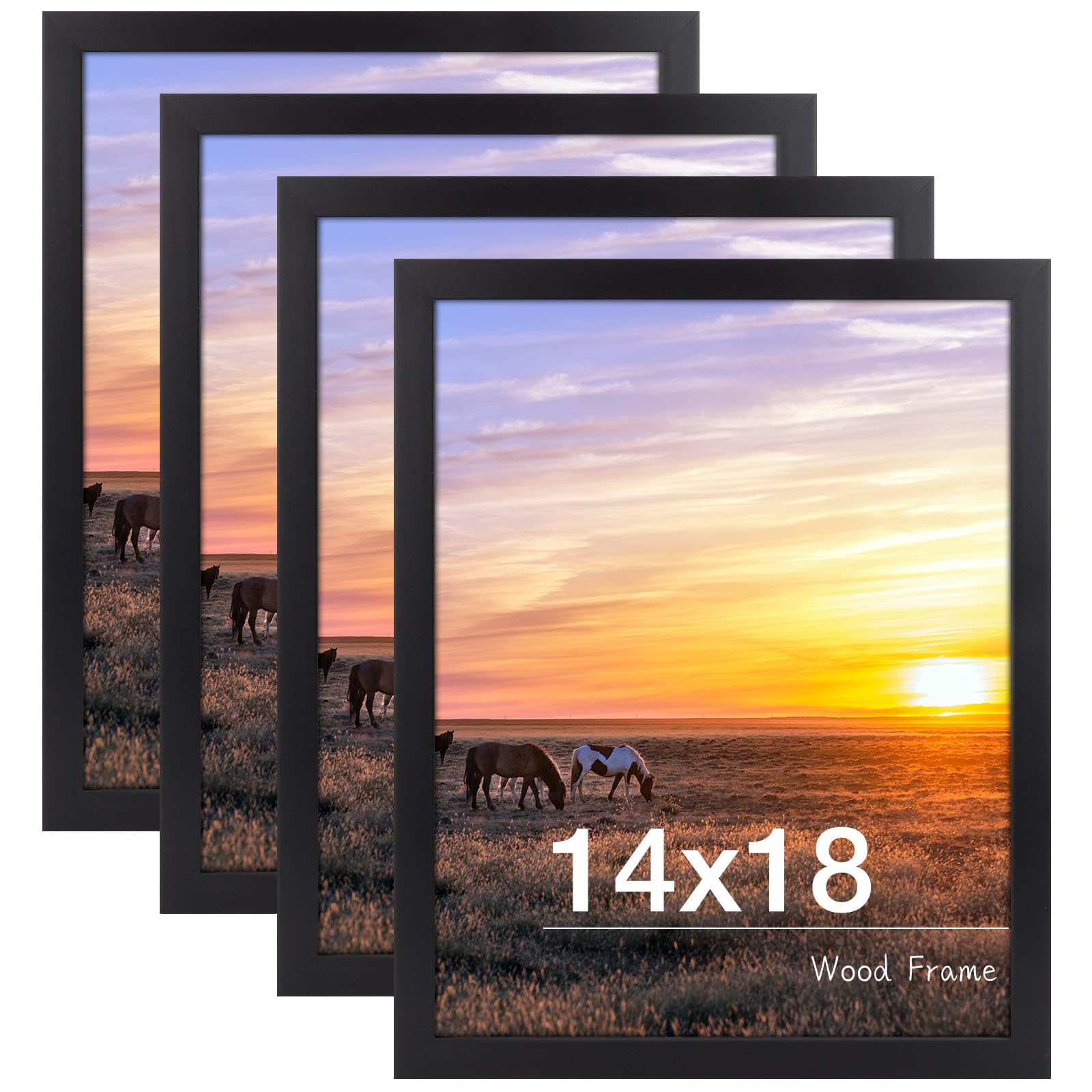 Amazon.com - Golden State Art, 14x18 Picture Frame, Black Solid Wood ...