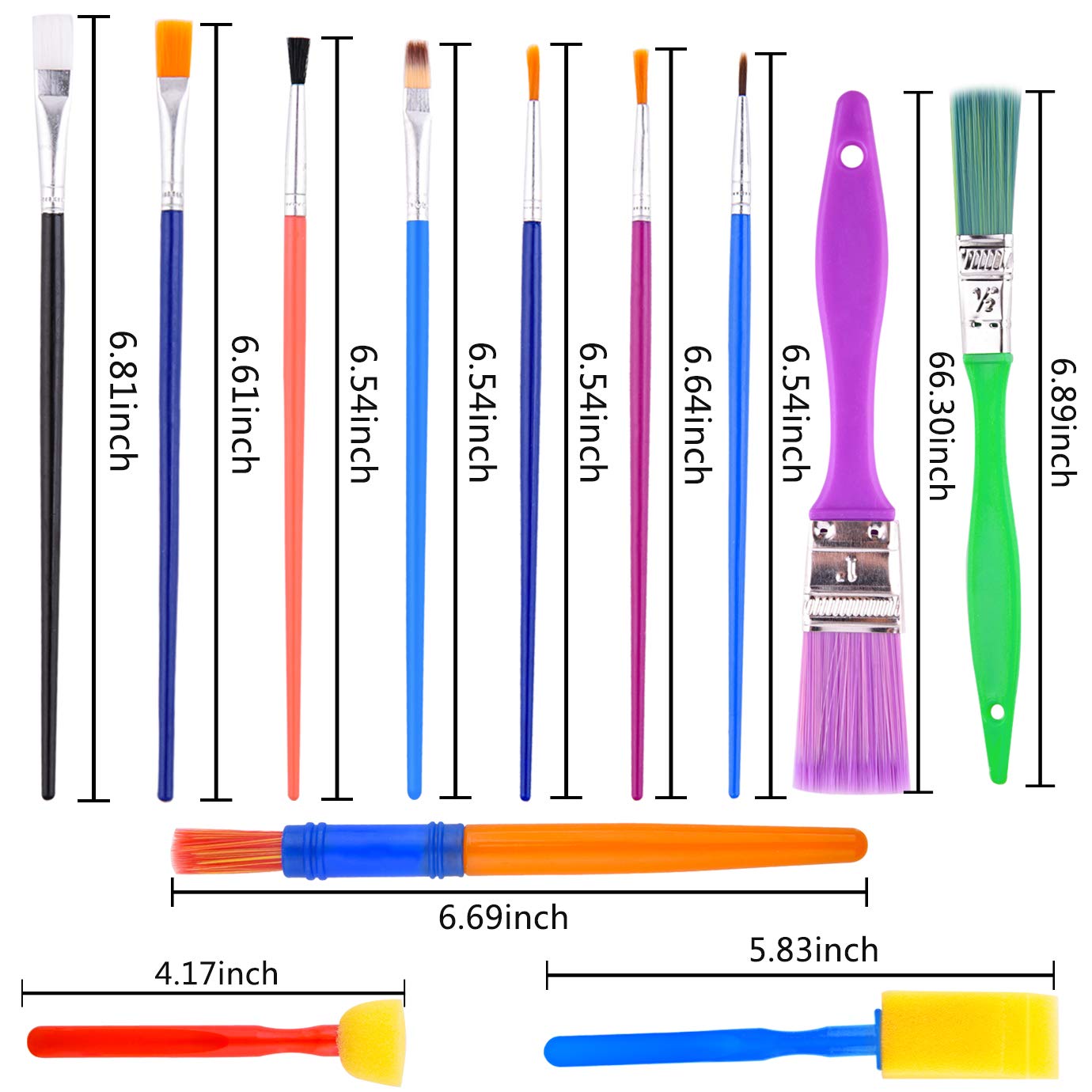 BTNOW Colorful Artist Paint Brush Set 30 Pieces Kids Children Paint ...