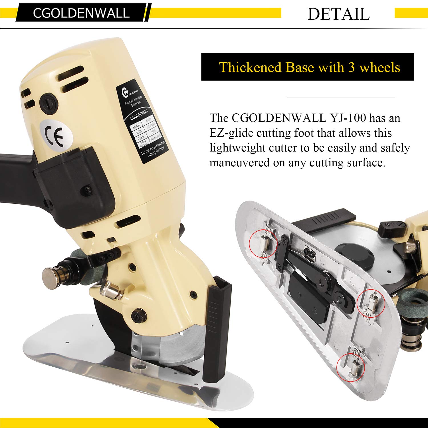 CGOLDENWALL Large Electric Rotary Fabric Cutter Cloth Cutter Cutting ...