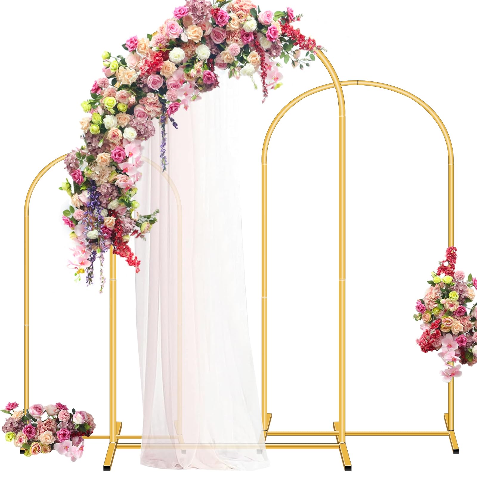 Set of 3 Gold Metal Wedding Arch Backdrop Stand(4/5/6FT) for Ceremony ...