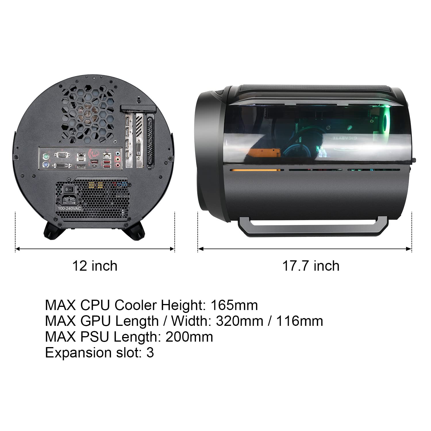 Buy Vetroo K2 Mesh M-ATX Computer Mid-Tower Case, Black Round Airflow ...