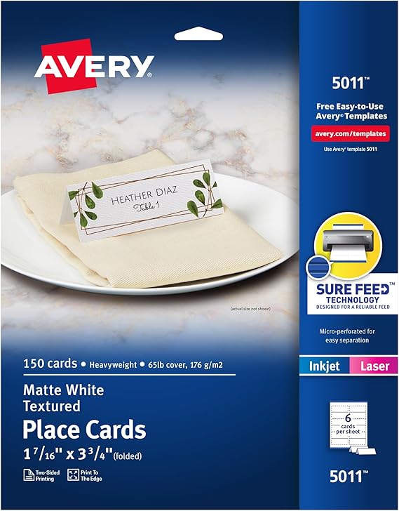 Amazon.com : Avery Small Place Cards, Laser & Inkjet Printers, 150 ...