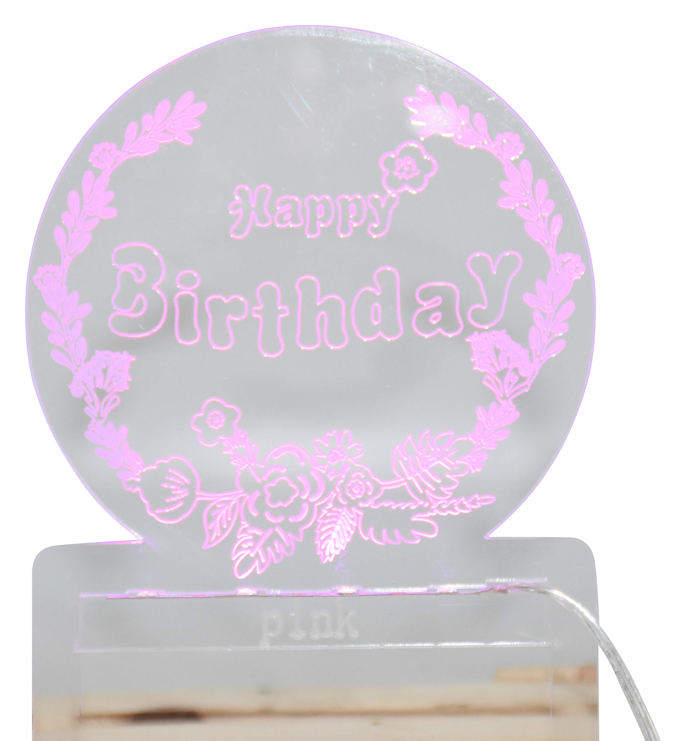 Buy My Party Suppliers Pink Happy Birthday Cake Topper with LED Cake ...