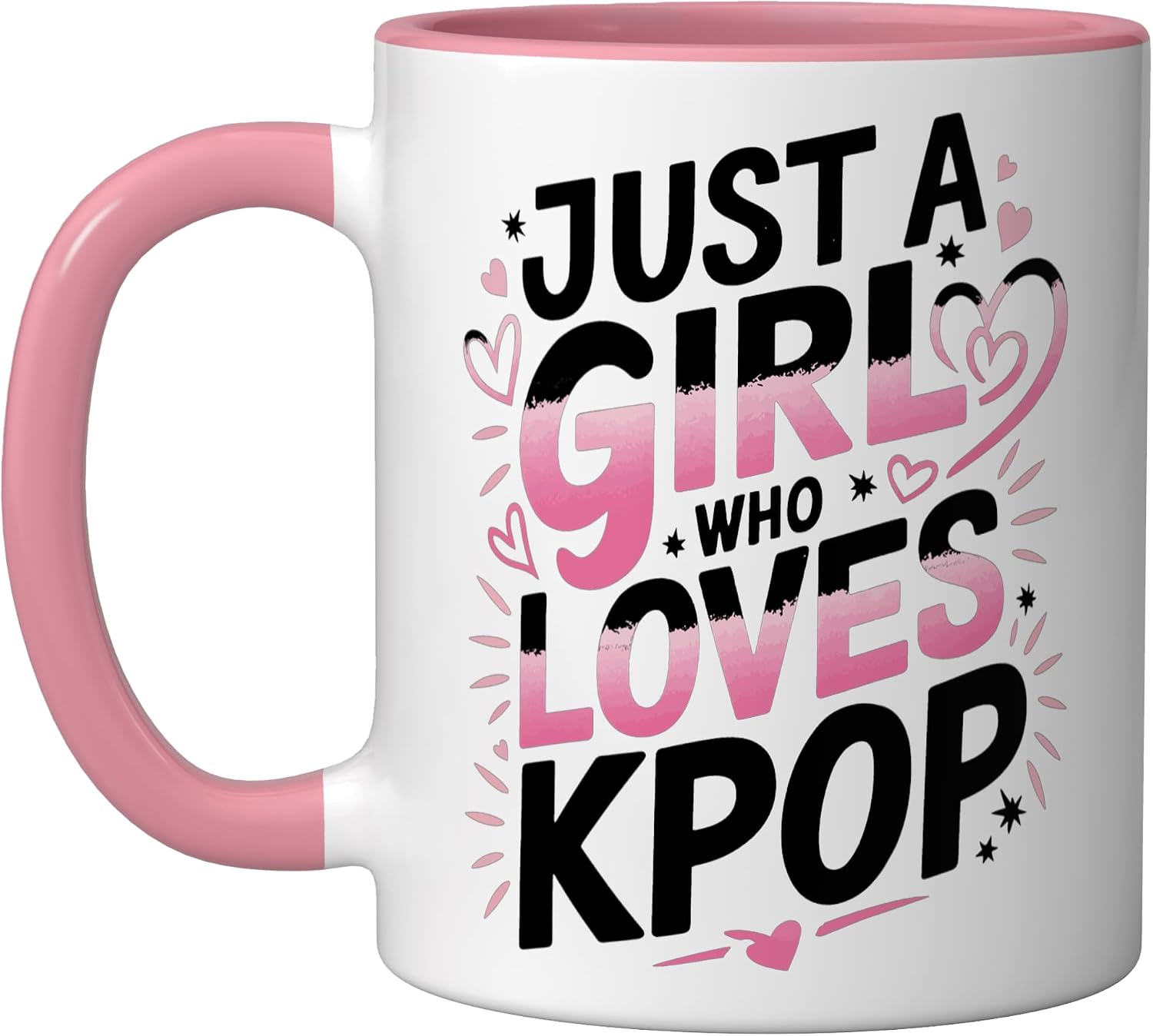 Amazon.com | Kpop Just A Girl Who Loves Kpop Ceramic Mug, Pink/White ...