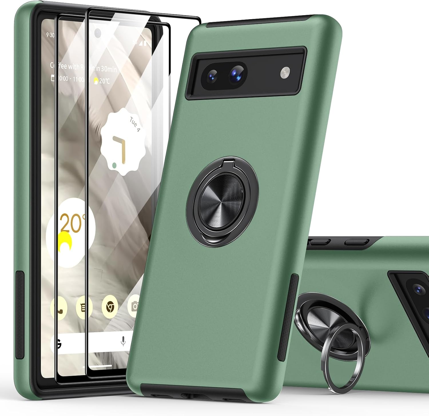 KOVASIA für Google Pixel 7A Hülle mit 2 Stück Schutzfolie, 3 in 1 für Pixel 7a Case, 9H HD ...