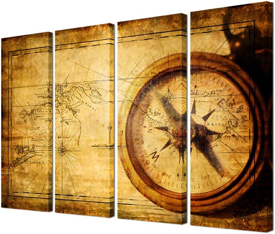 Nautical Wall Art Navigation Painting Overall Size 32x48 Inch Vintage ...