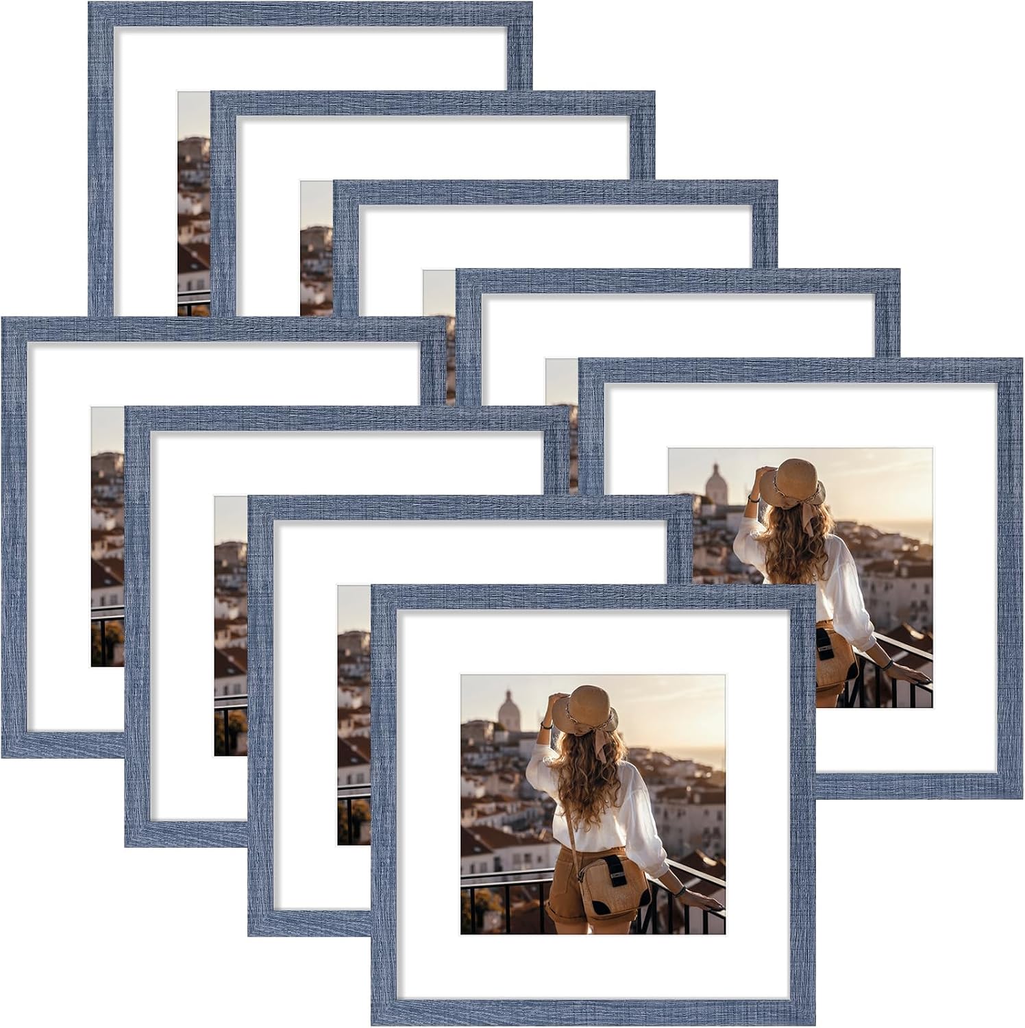 Amazon.com - Vittanly 12x12 Blue Picture Frame Set of 9, Display 8x8 ...