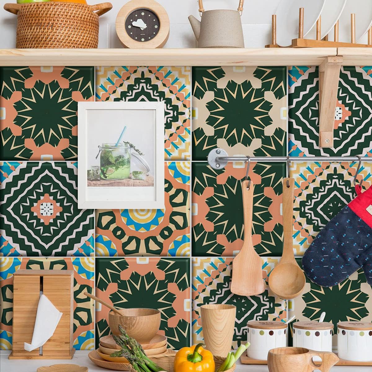 48 Turkish Mint Self Adhesive Mosaic Wall Tile Stickers Covers for 6 x ...