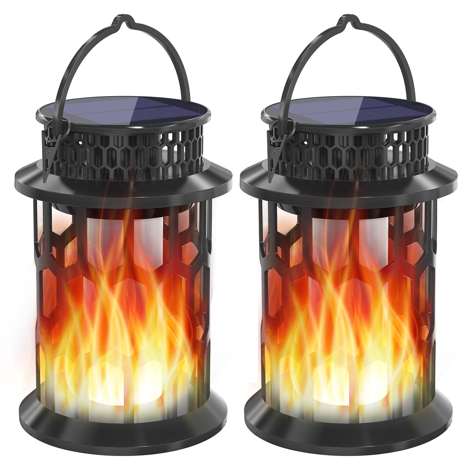 Amazon.com: Aityvert Solar Outdoor Lanterns, Flickering Flame Solar LED ...