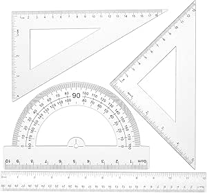 Amazon.com : DSLSQD 4 Pieces Ruler Set Includes Protractor Triangle ...