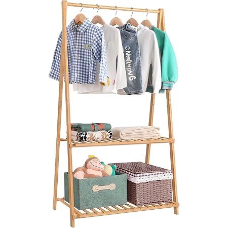 Amazon.com: Bestier Pink Clothing Rack, Kids Clothing Rack with Bottom ...