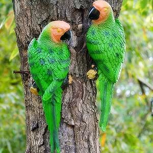 Amazon.com: WAGA Resin Parrot Statue,Wall Mounted Parrot Statue ...