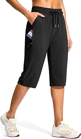 Amazon.com: G Gradual Women's 15" Long Shorts Below The Knee Capri ...