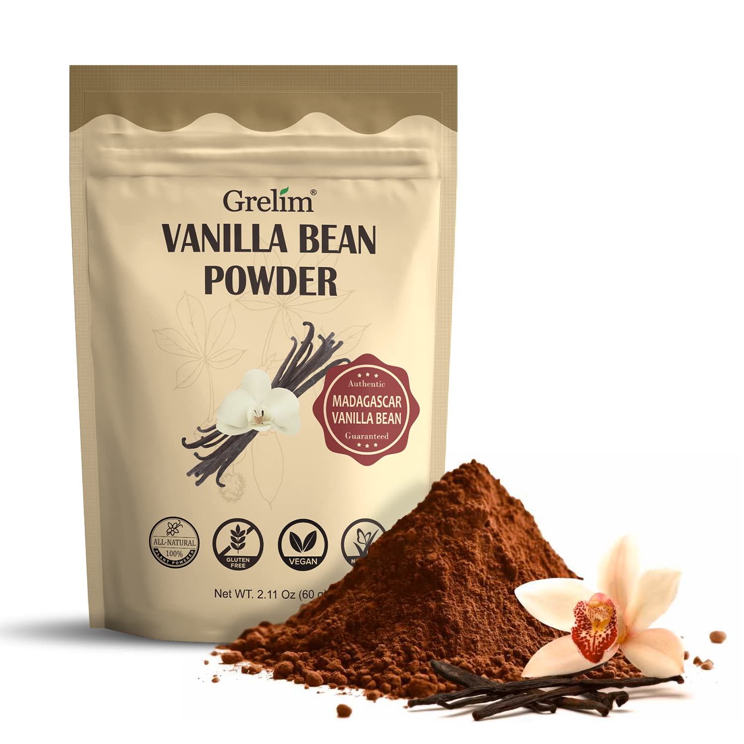 Amazon.com : GRELIM Vanilla Bean Powder, 100% Pure Ground Madagascar ...