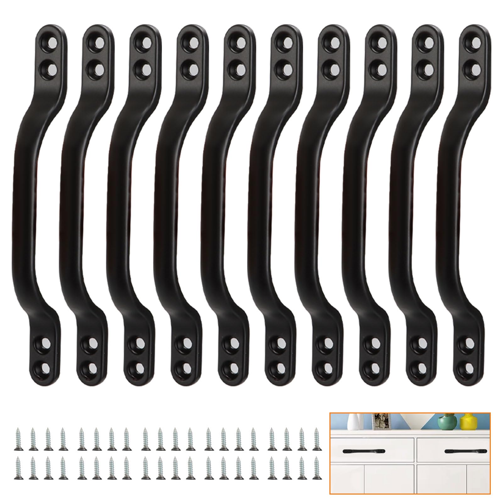 GOYADA 10 Pcs Gate Handles, Black Door Handles Shed Door Handles, Zinc ...