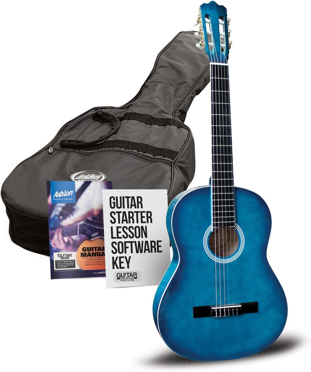 Amazon.com: Ashton SPCG14 1/4 Size Classic Guitar Starter Pack - Blue ...