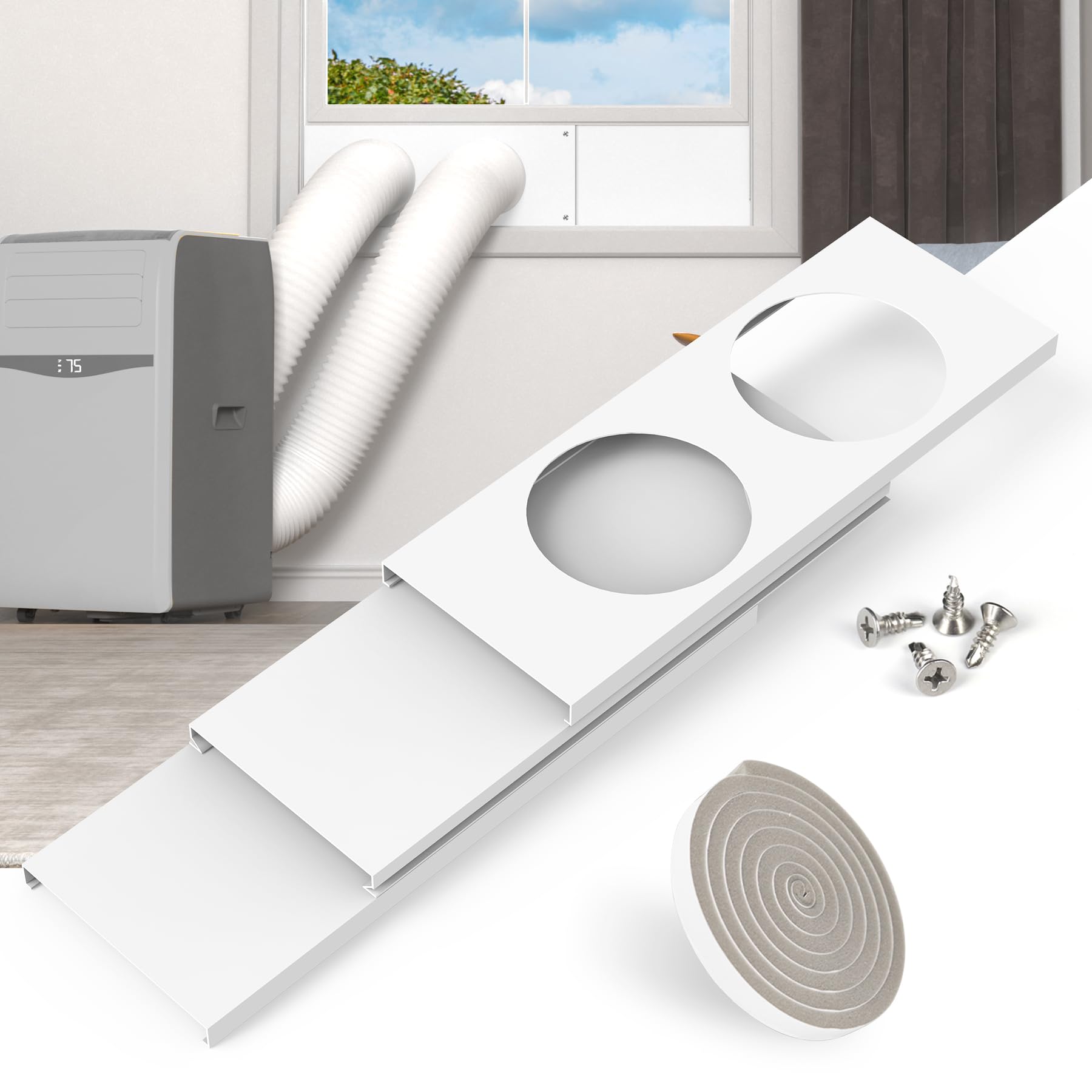 Amazon.com: BJADE'S Dual Hose Portable Air Conditioner Window Seal Kit ...
