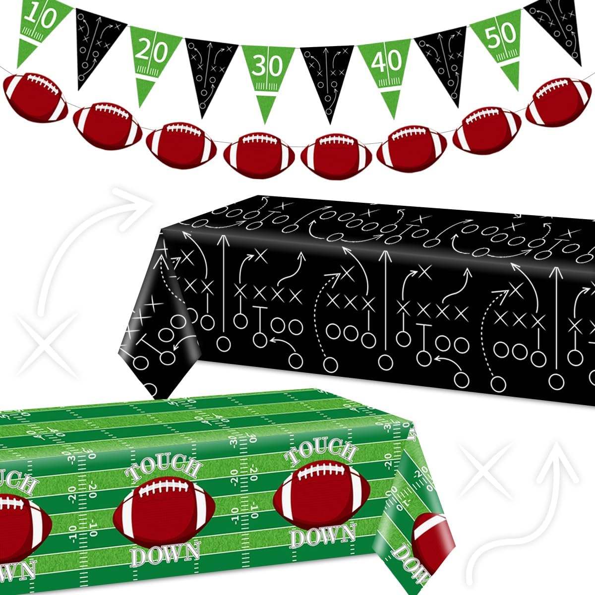 Amazon.com: 3Pcs Football Tablecloths-Football Themed Party Supplies ...