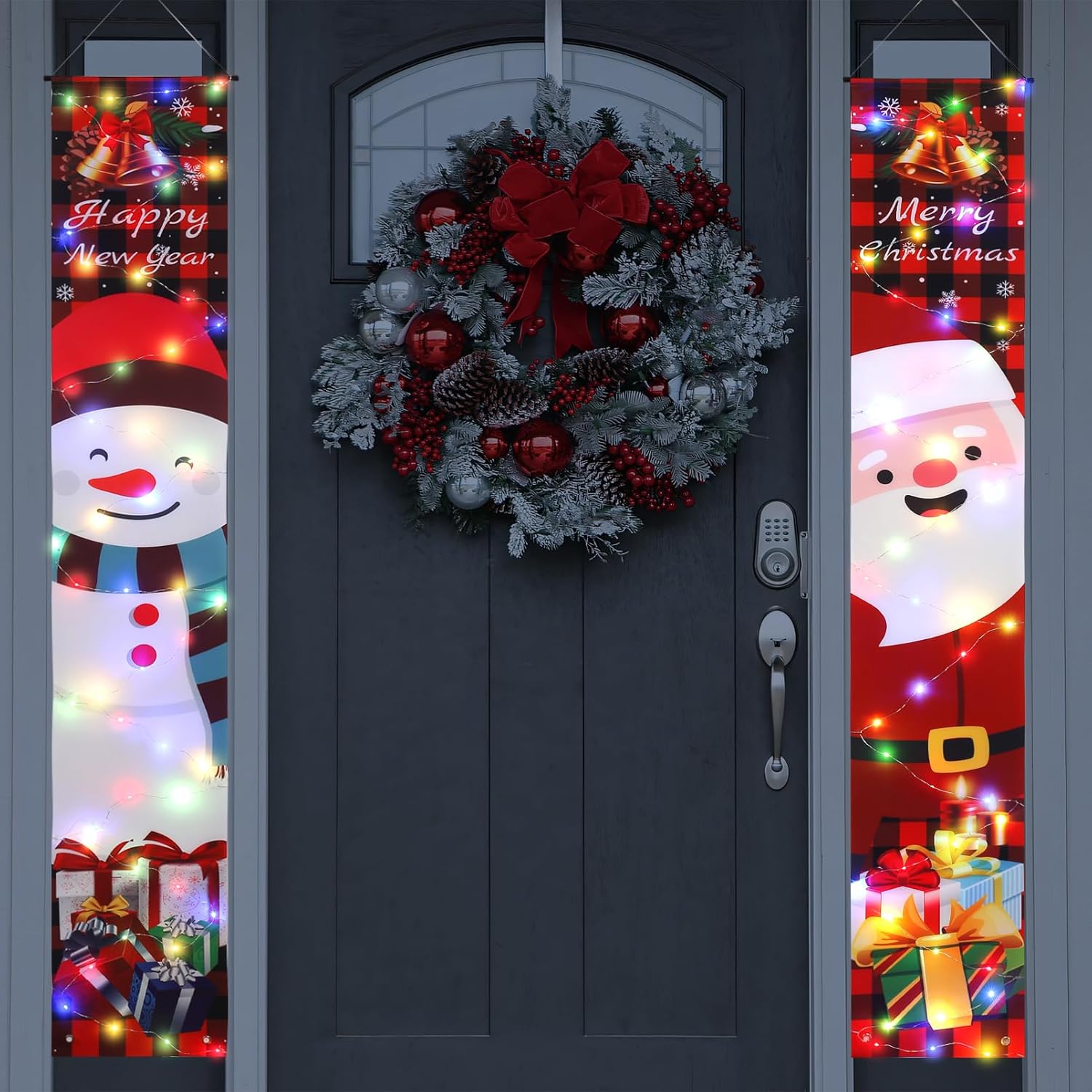 Amazon.com: Christmas Lighted Door Banners Xmas Porch Sign with LED ...