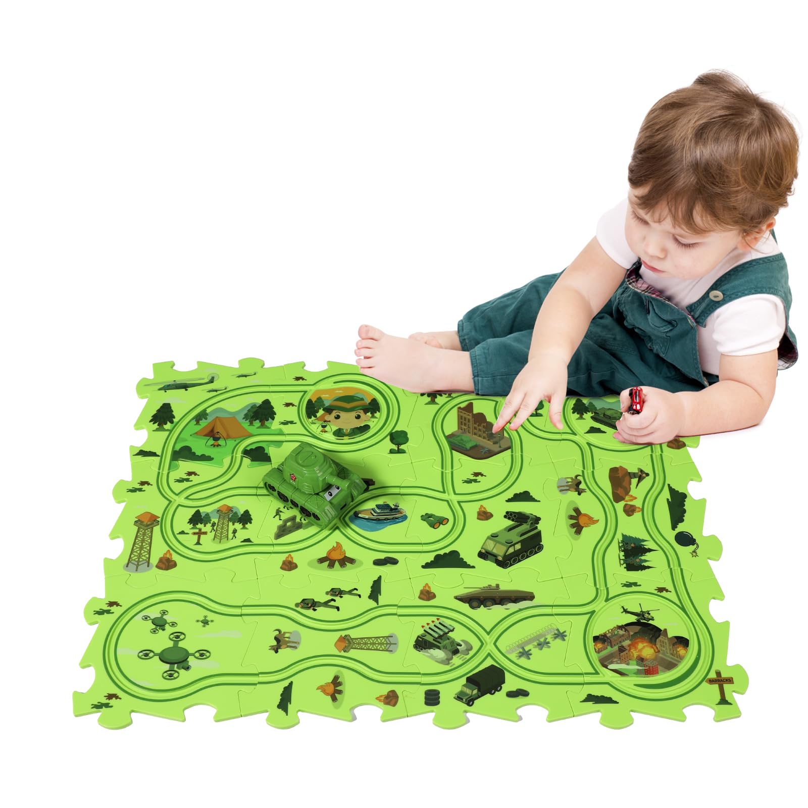 Amazon.com: 14pcs Puzzle Track Car Toys, Puzzle Track Car Play Set ...