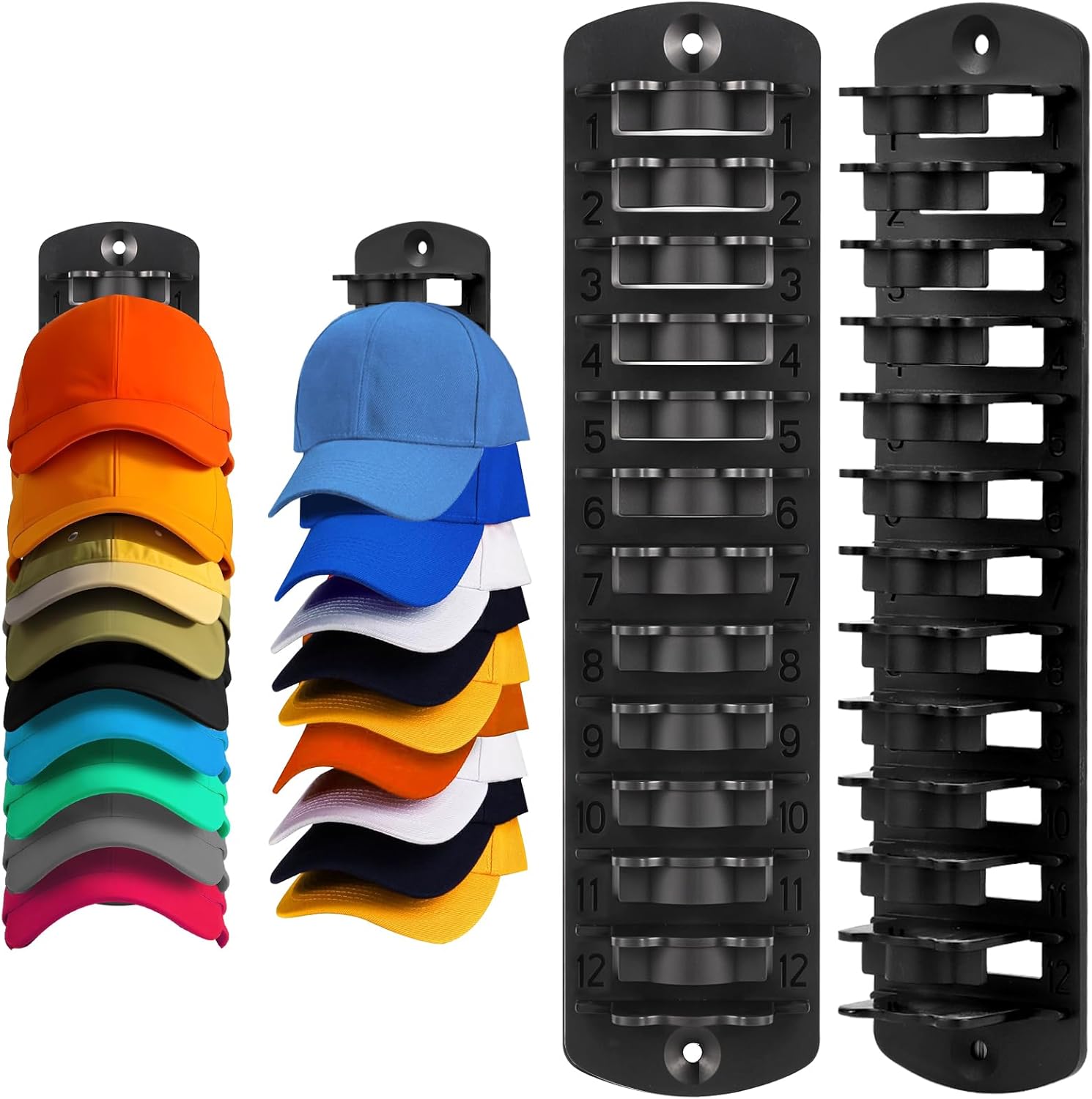 Amazon.com: Hat Organizer for Baseball Caps, 2 Pack Hat Rack for Wall ...