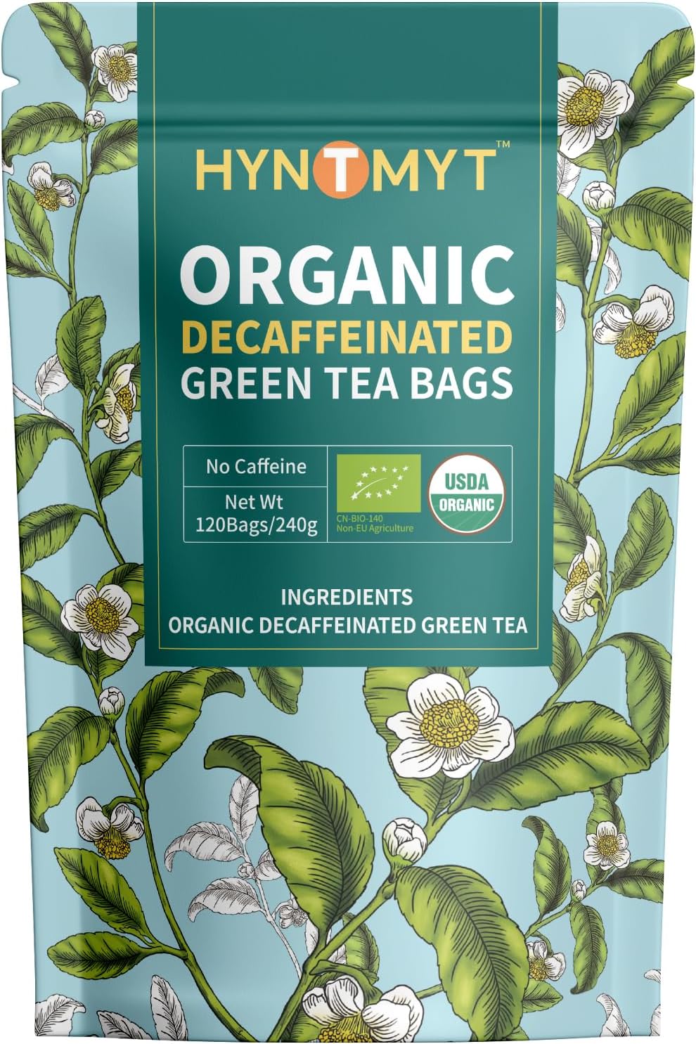 Amazon.com : HYNTMYT Organic Decaffeinated Green Tea Bags, USDA Organic ...