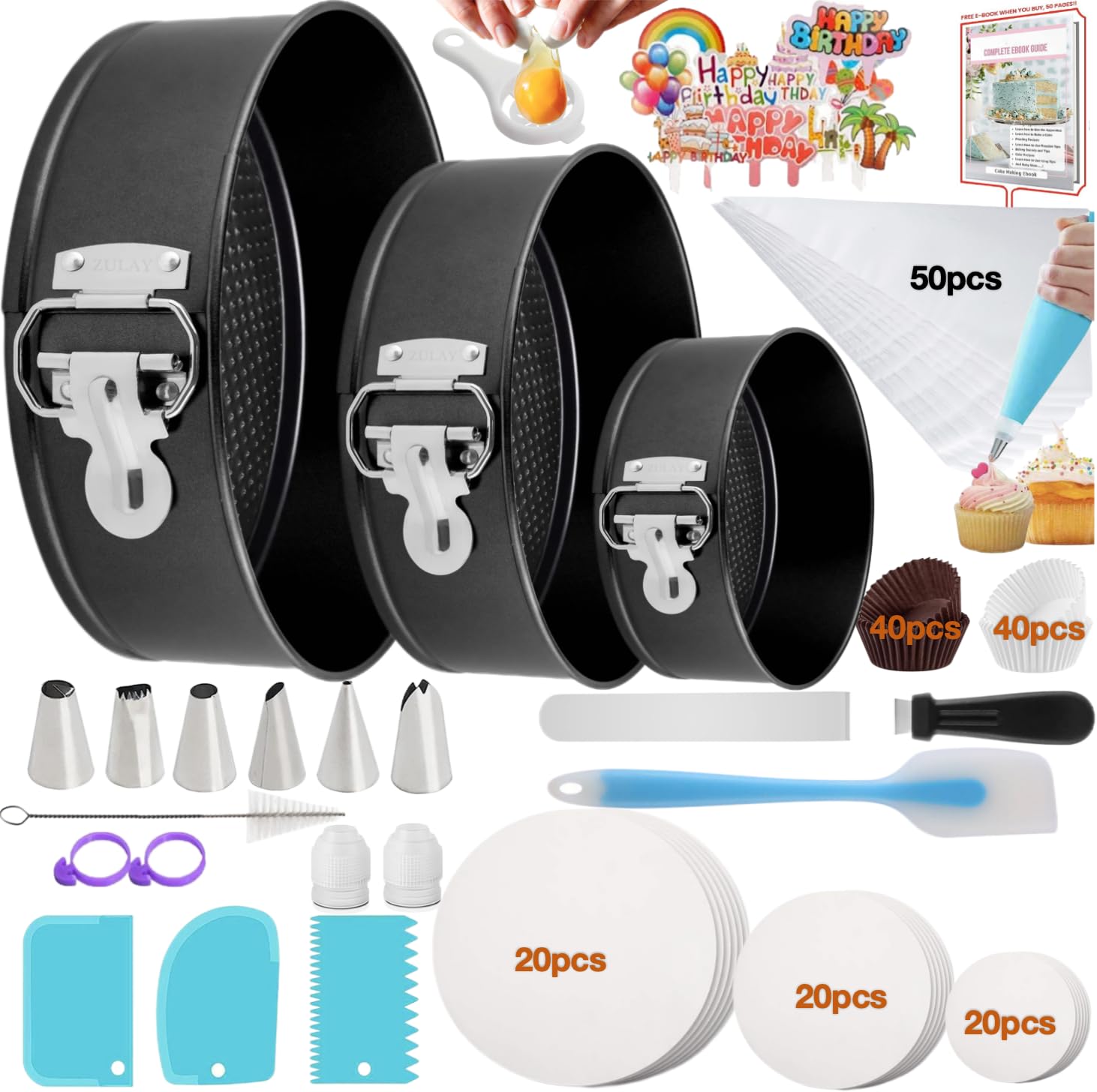 Amazon.com: RUISENLAI 260pcs Cake Pan Set for Baking + Cake Decorating ...