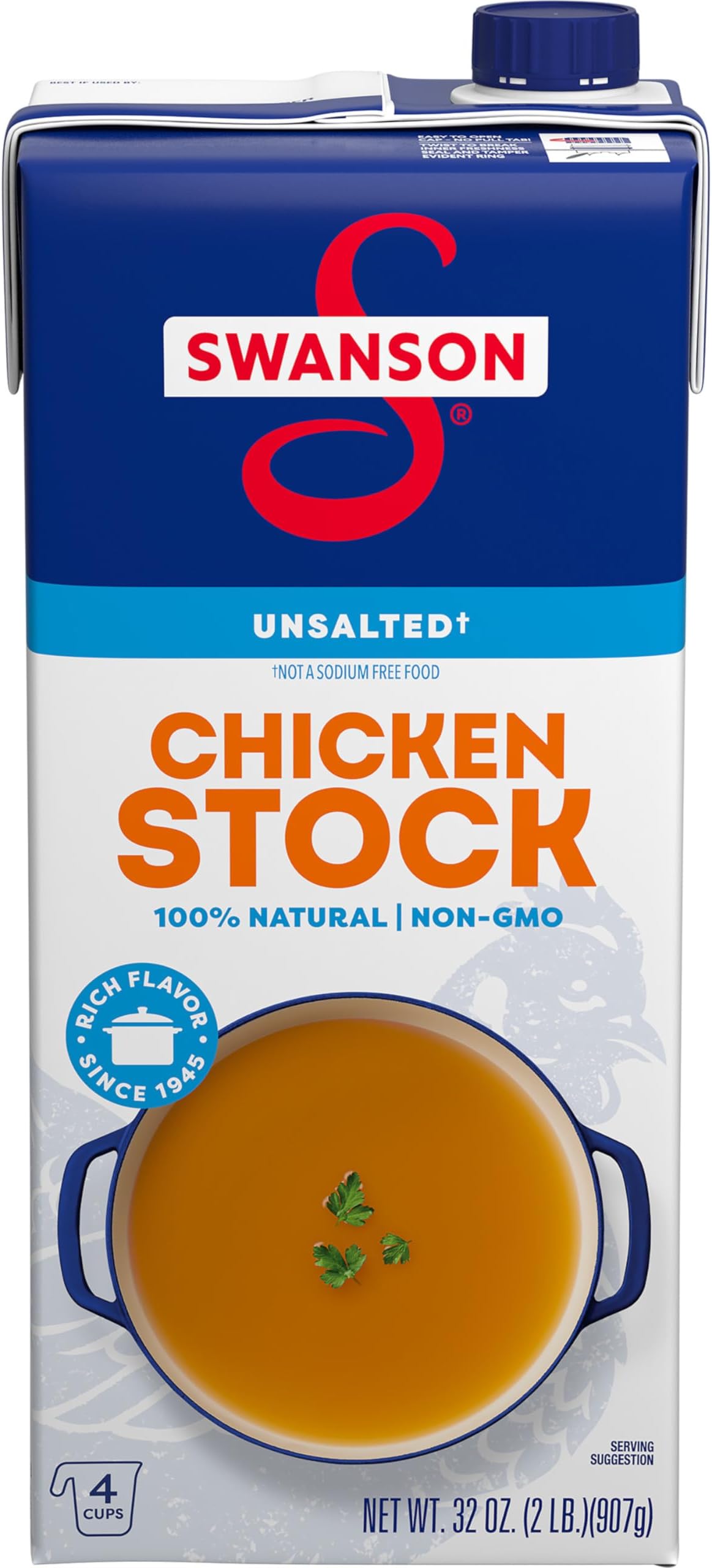 Amazon.com : Swanson 100% Natural Unsalted Chicken Stock,32 Oz Carton ...