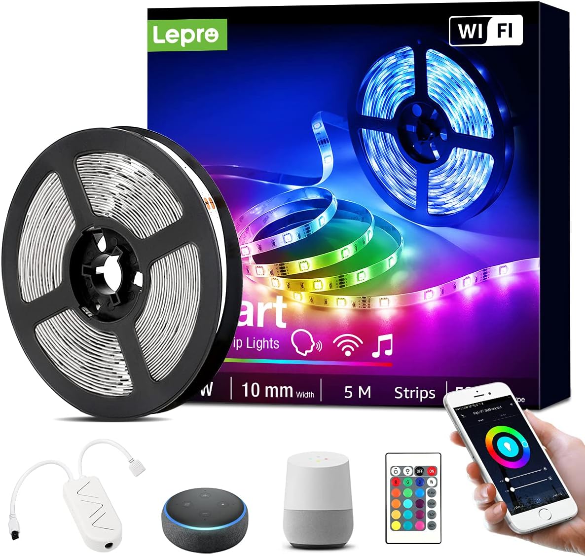 Lepro LED Strip Alexa 10M, 2x5M, RGB Dimmbar 300 LEDs, LED Streifen ...