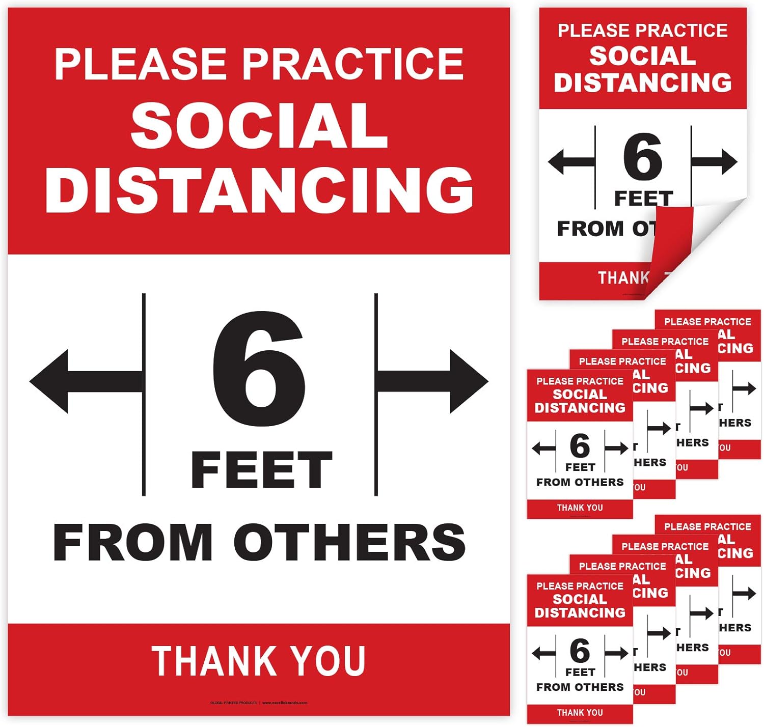 Amazon.com : Global Printed Products 10 Extra Large Social Distance ...