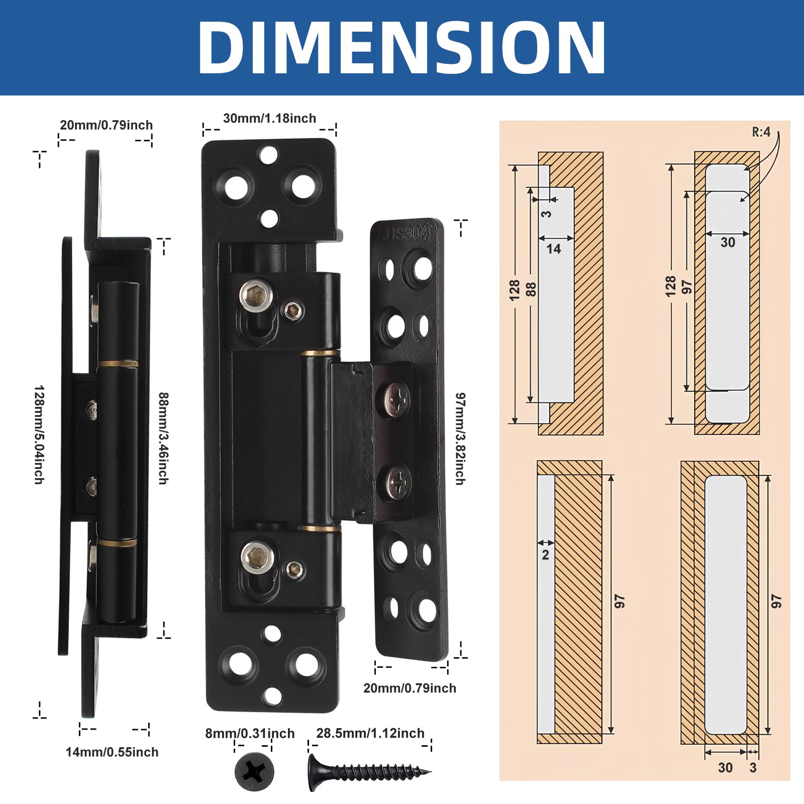 Snapklik.com : TamBee Hidden Door Hinges 5 Inch, 304 Stainless Steel, Heavy Duty Invisible ...
